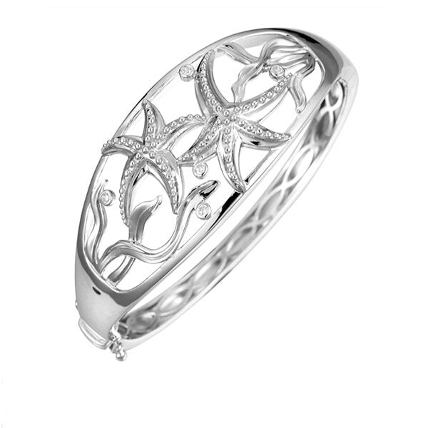 Sterling Silver Starfish Bangle Bracelet – Sunshine & Sweet Pea's Coastal Décor