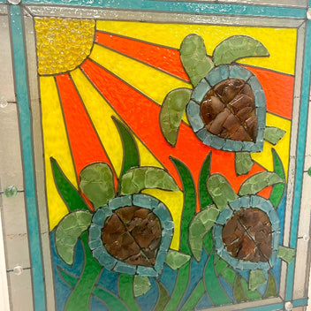 Assorted Sea Turtle Painted Window w/Sea Glass – Sunshine & Sweet Pea's ...