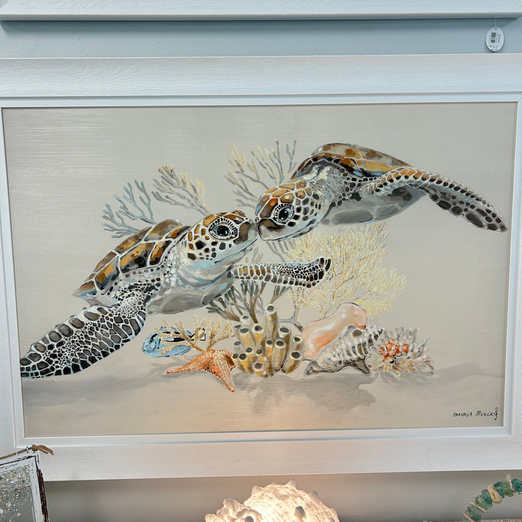 Turtle Duo in Coral Bed Framed Print – Sunshine & Sweet Pea's Coastal Décor