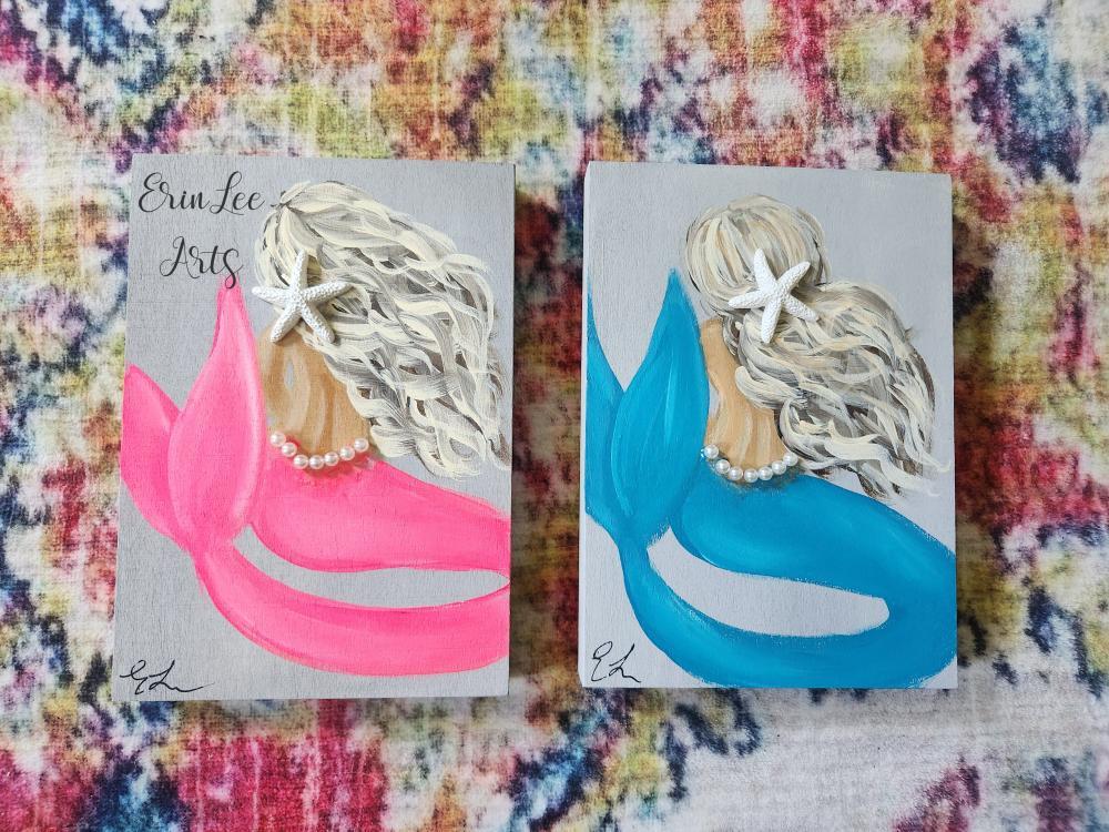 Custom Mermaid on Canvas w/Embellishments Commission – Sunshine & Sweet ...